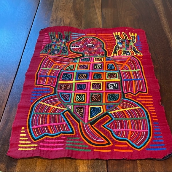 Handmade | Art | Vintage Colorful Panama Kuna Indian Turtle Mola From ...